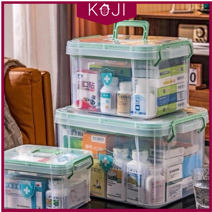 Portable Double Layer Transparent Storage First Aid Box Extra Large ...