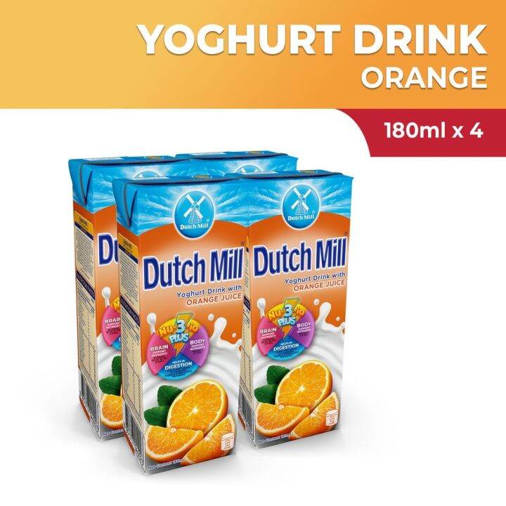 Dutch Mill UHT Yoghurt Drink Orange 180ml x 4 brick | Lazada PH