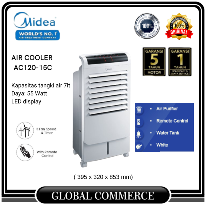 Midea Air Cooler AC120-15C Penyejuk Udara 7 Liter With Ionizer | Lazada Indonesia