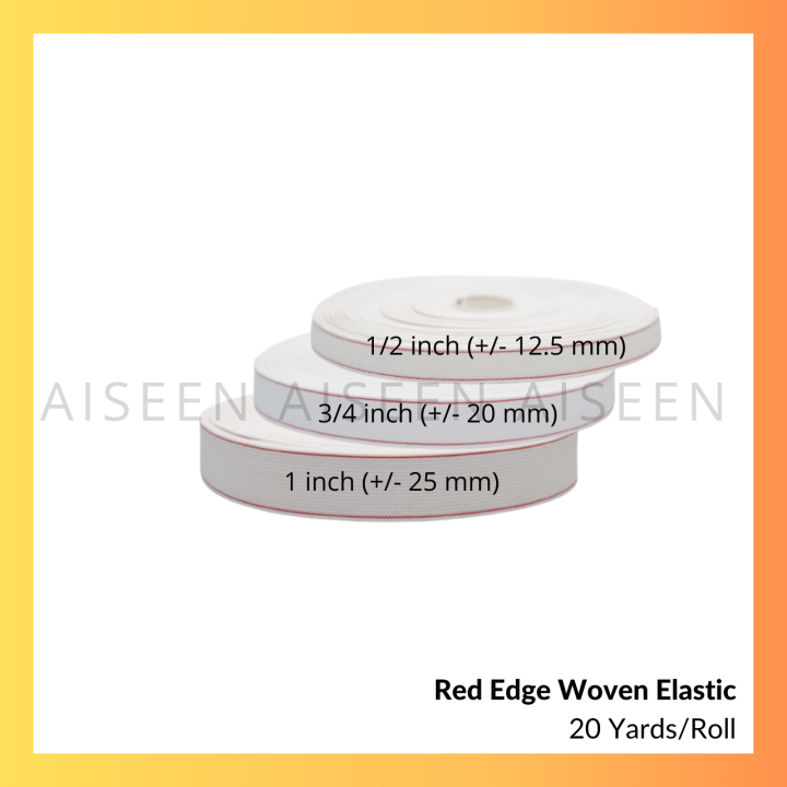 ️[Malaysia Ready Stock] Woven Red Edge Elastic / Getah Tepi Merah (20 ...