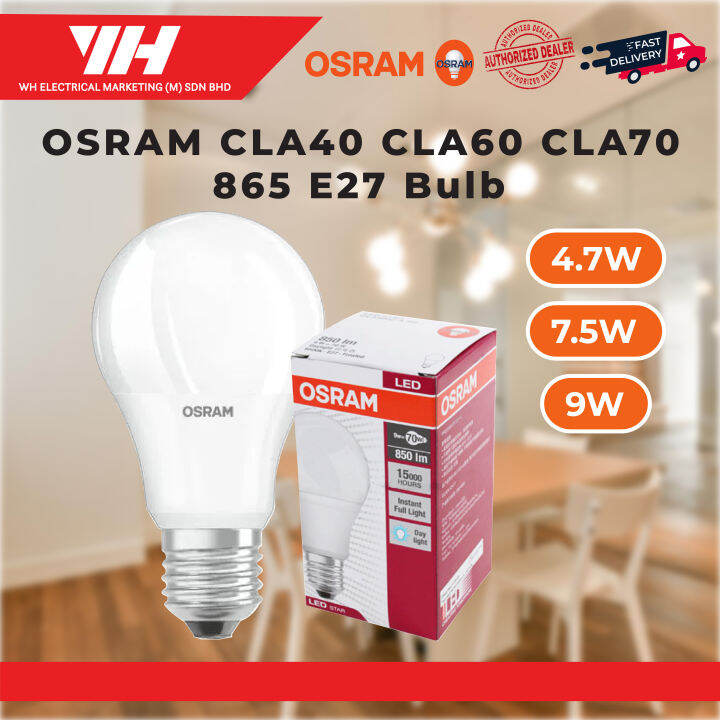 Osram E27 LED Light Bulb (CLA40 4.7W/ CLA60 7.5W/CLA70 9W) Daylight | Lazada