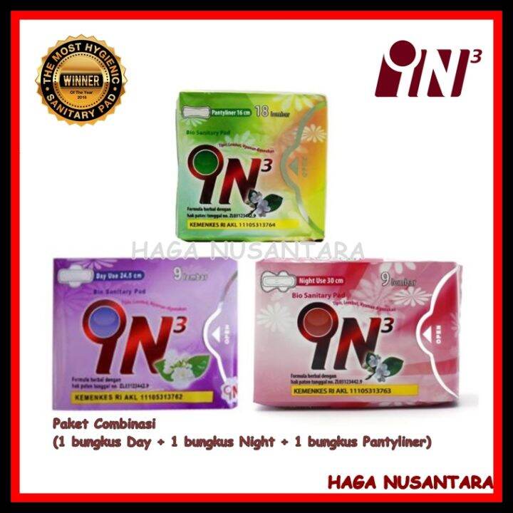 Pembalut Herbal IN3 Combinasi Kombinasi (1 Bungkus Day 1 Bungkus Night ...