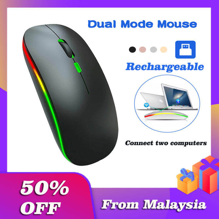 Rechargeable Wireless Mouse Silent LED Backlit Mice Gaming Mouse USB ...