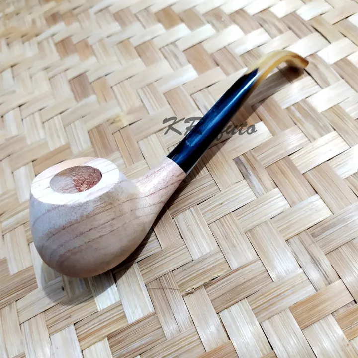 pipa cangklong tembakau kayu mahoni stem bahan tanduk kerbau asli ...