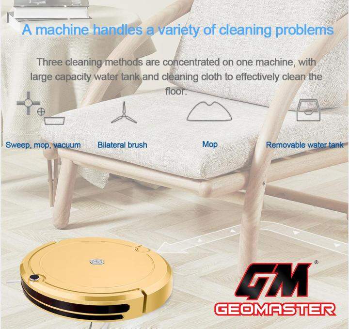 GEOMASTER 3 IN1 SMART ROBOTIC VACUUM CLEANER CORDLESS SWEEPING CLEANING ...