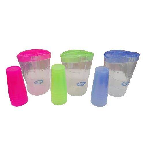 Nikko Ware Plastic Pitcher Wide Pitcher including 6 Plastic Cups With ...