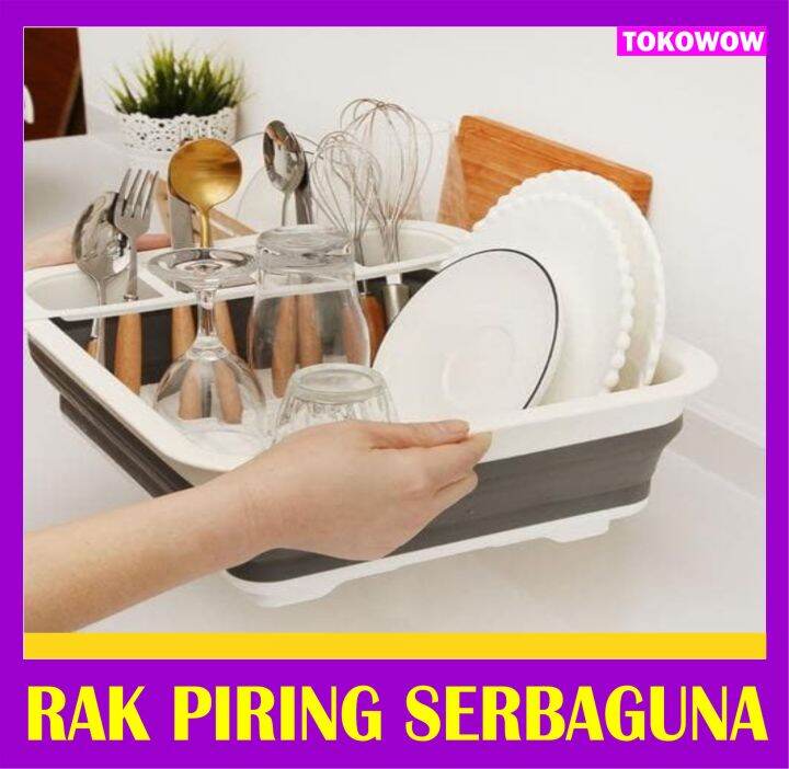 Rak Piring Lipat Silicone Rak Tempat Pengering Penyimpan Cuci Piring ...