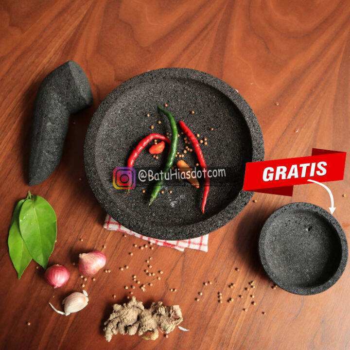 ( 20 cm ) Mandiri Stone Cobek dan Ulekan / Uleg / Ulegan / Coet ...