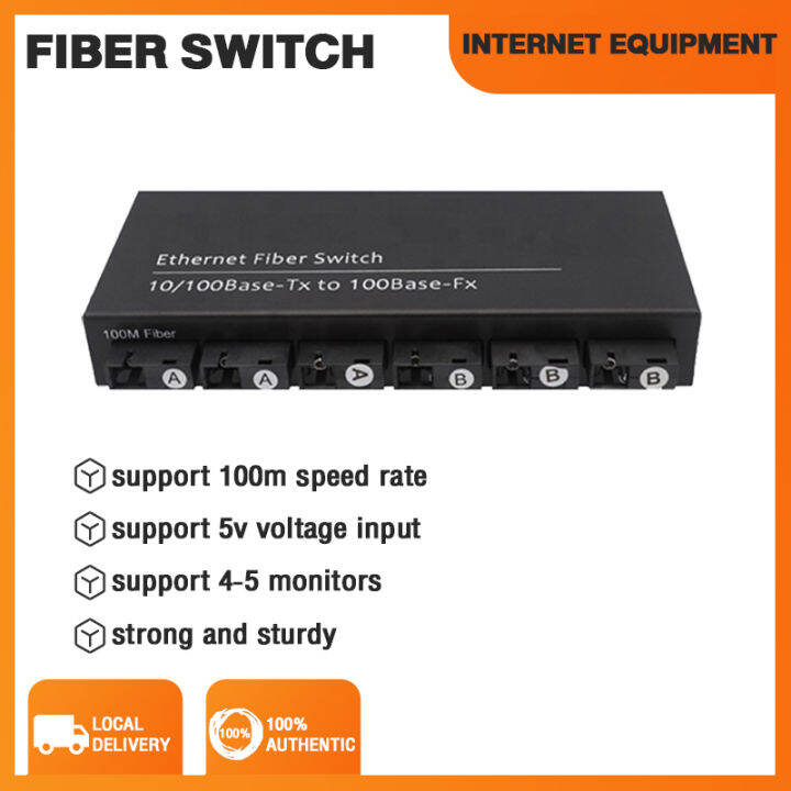 Ethernet Fiber Switch 6 SC Port 2 RJ45 10 / 100M Ethernet Switch Media ...