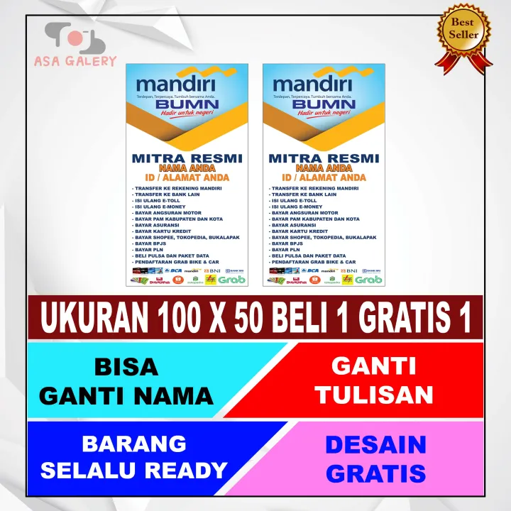 SPANDUK BANNER , AGEN MANDIRI UKURAN 100 X 50 BISA GANTI NAMA DAN ...
