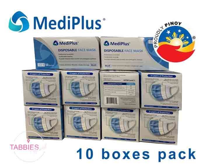10 Boxes Pack MEDIPLUS Disposable 3 Layers Face Mask (Non-Medical ...