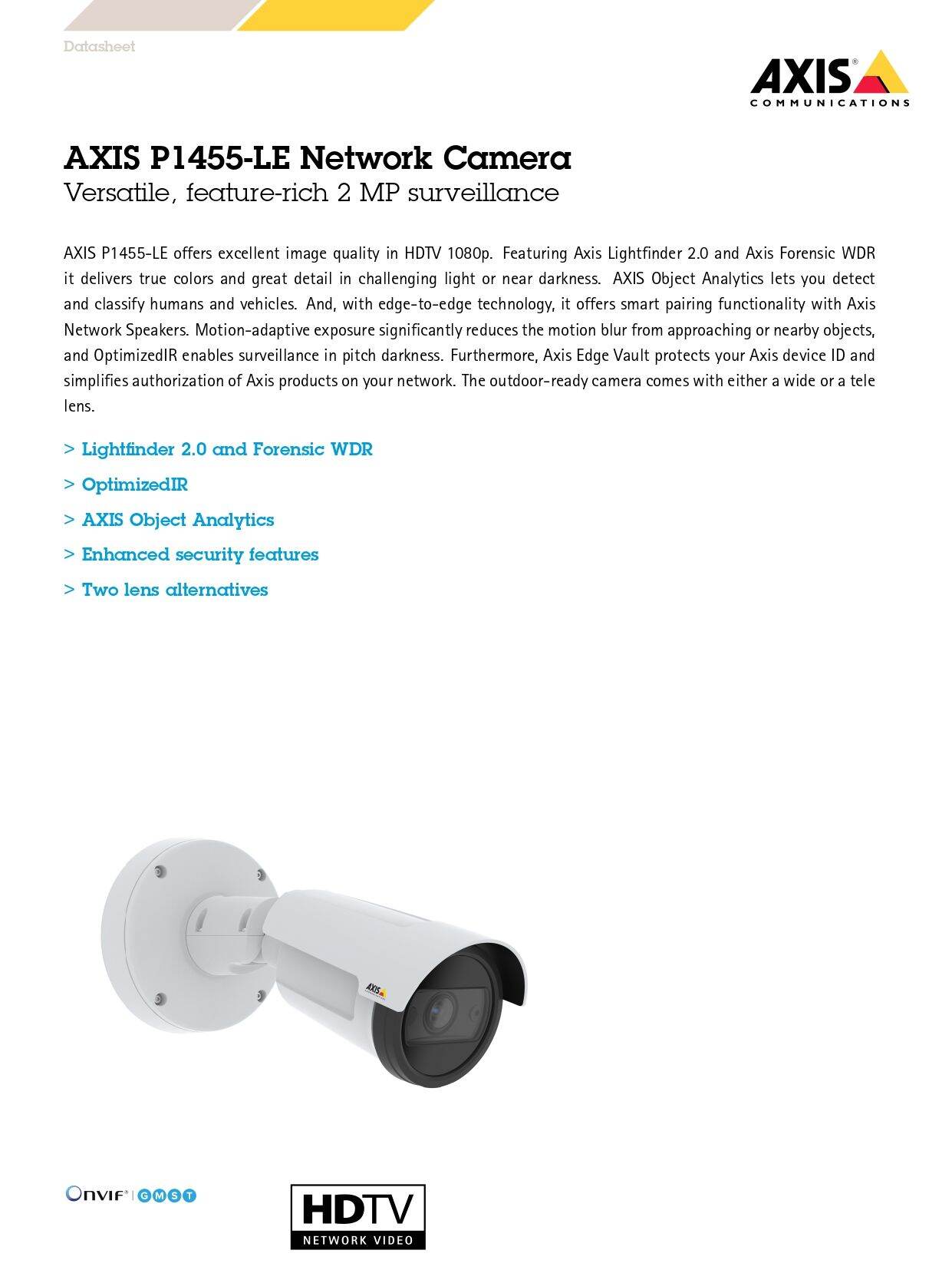 กล้องวงจรปิด Outdoor - IP CAMERA - AXIS P1455-LE Network Camera สินค้า ...