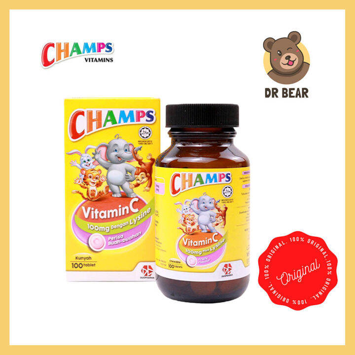 Champs Vitamin C with Lysine Fruity Flavour 100s | Lazada