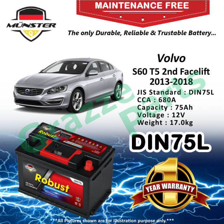 Münster Robust MF CMF DIN75 | DIN75L | 57539 (75AH) Car Battery Bateri ...