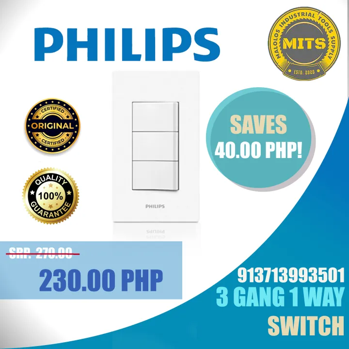 PHILIPS 3 GANG 1 WAY SWITCH | Lazada PH