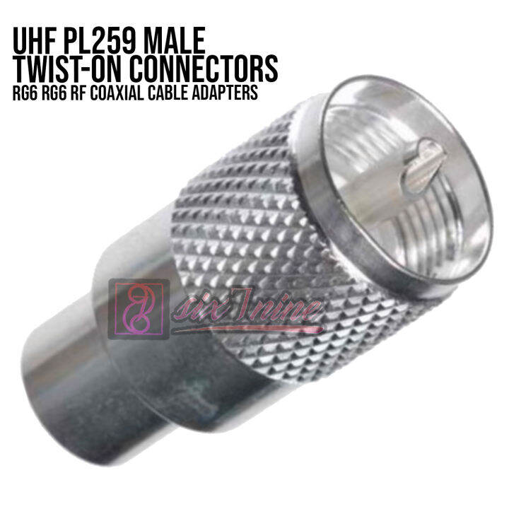 UHF PL259 Male Twist-on Connectors RG6 RG6 RF Coaxial Cable Adapters ...