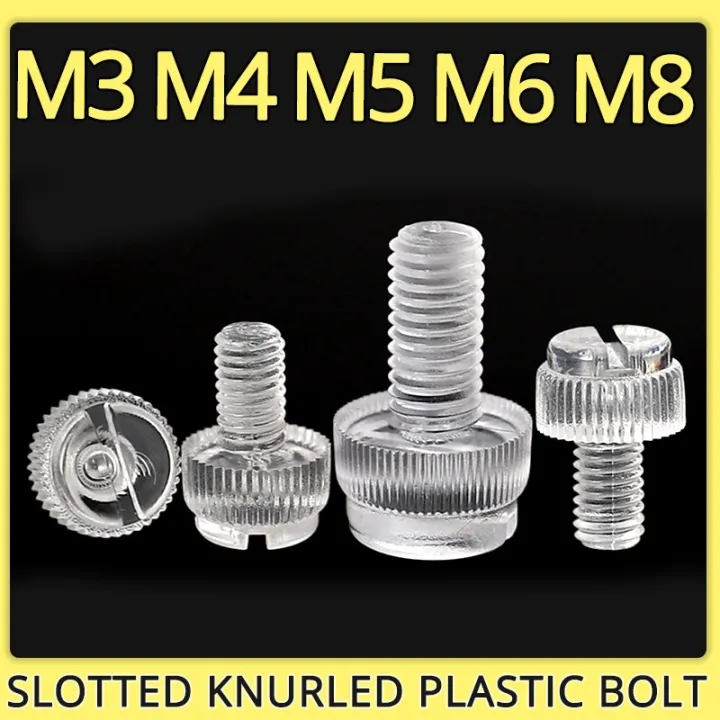 M3 M4 M5 M6 M8 Transparent Plastic Screw Slotted Knurled Thumb Bolt ...