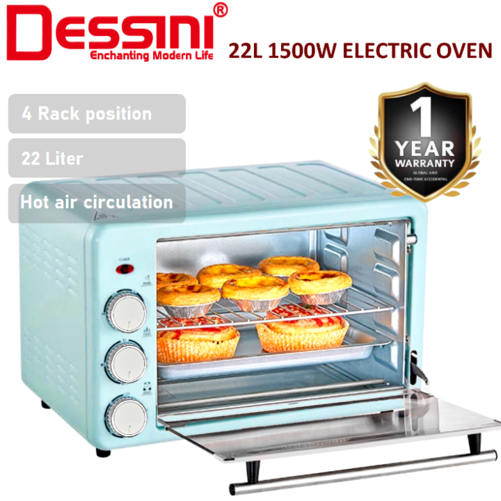 DESSINI ITALY 22L Electric Oven Convection Hot Air Fryer Toaster Timer ...