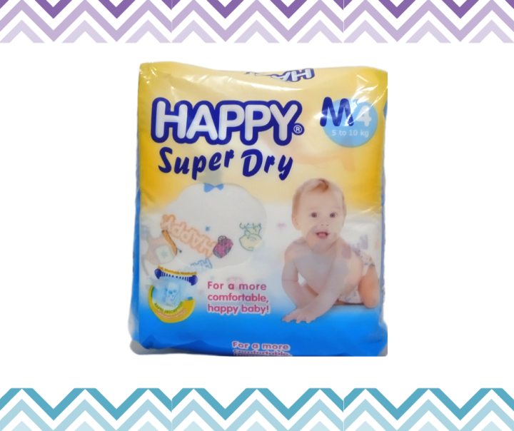 Happy Super Dry Baby Diaper (MEDIUM) | Lazada PH