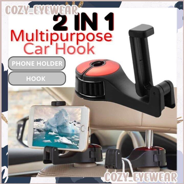 2 in 1 Universal Car Hook Mobile Phone Holder Hidden Bracket Multi ...