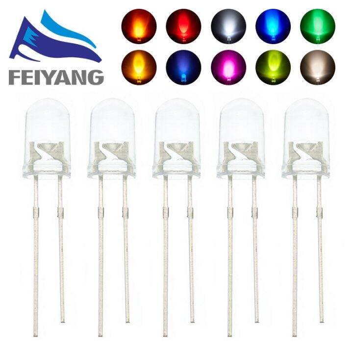 100pcs 5mm LED Light Emitting Diode Kit Warm white Red Blue Green UV ...