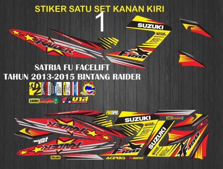 STIKER STRIPING DECAL SATRIA FU FACELIFT TAHUN 2013-2015 BINTANG RAIDER ...