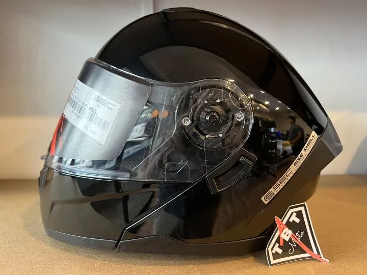 SEC RISE Solid Gloss Black Modular Helmet ( with BUBBLE'S on PAINT ...