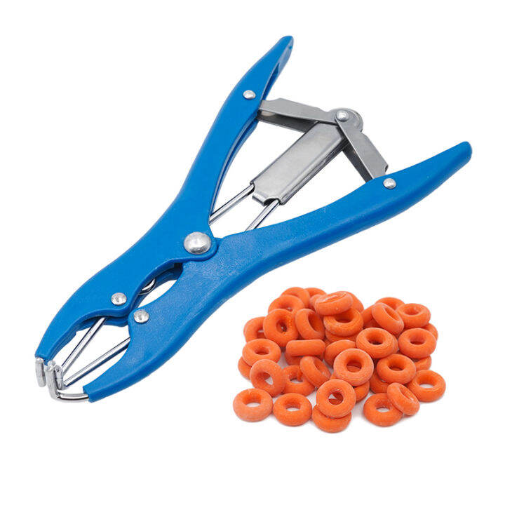 1set Castration Bander Pliers Livestock Tail Docking Castration Forcep with 20Pcs Rubber ...