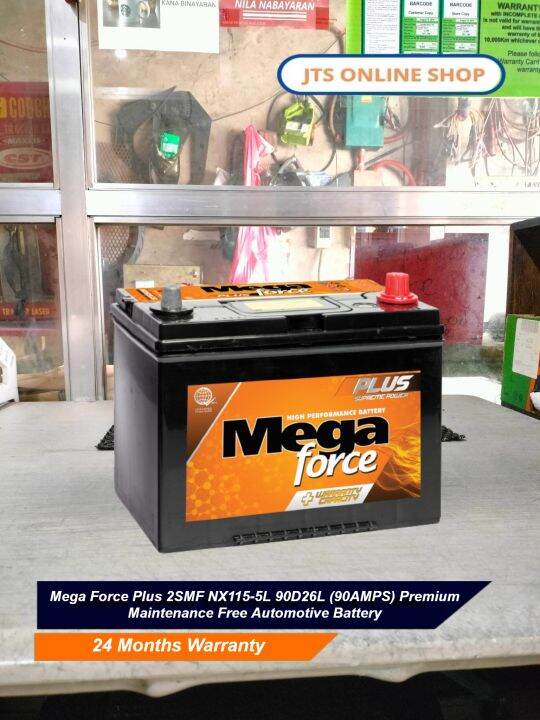 Mega Force Plus 2SMF NX115-5L 90D26L (90AMPS) Premium Maintenance Free ...