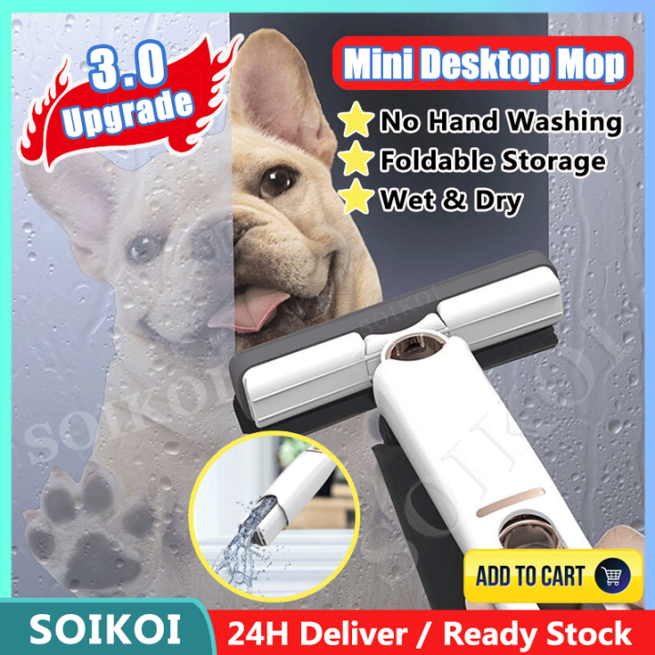 Mini Mops Portable Self-Squeeze Sponge Mop Glass Plastic Cotton Brush Portable Mini Mop Portable ...