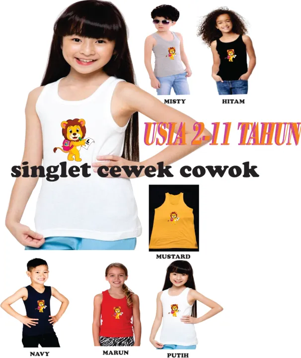 SINGLET ANAK SINGA USIA 2-11 TAHUN COTTON COMBED | Lazada Indonesia