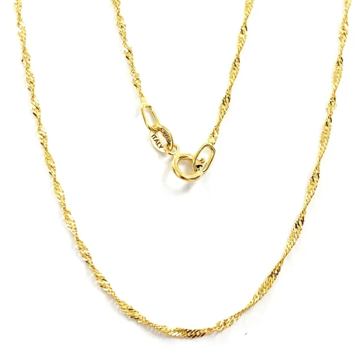 Princely Necklace สร้อยคอทองเคแท้ 9K ( ITALY 375 ) รุ่น ลายดิสโก้ ...