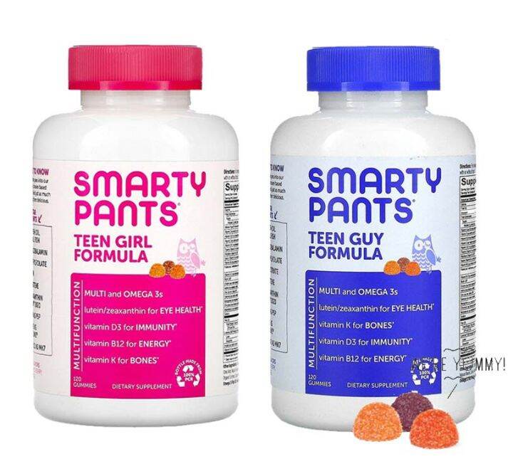 SmartyPants, Teen Girl or Teen Guy Formula Multivitamin and Omega 3 120 Gummies Smarty Pants ...