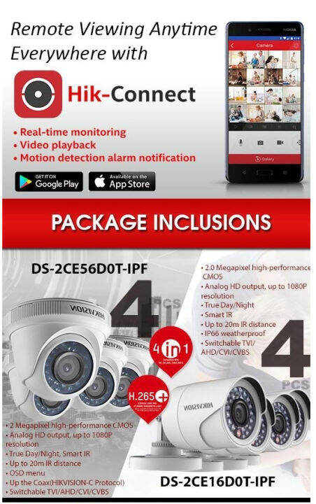 Hikvision (2) Megapixels CCTV Camera CCTV Easy Set Up TVI-8CH4D4B-2MP ...