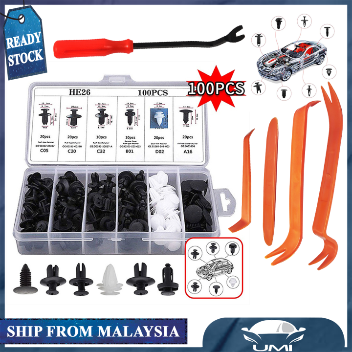 100 Pcs Car Clip Car Bumper Clips Fender Mixed Fastener Door Panel ...