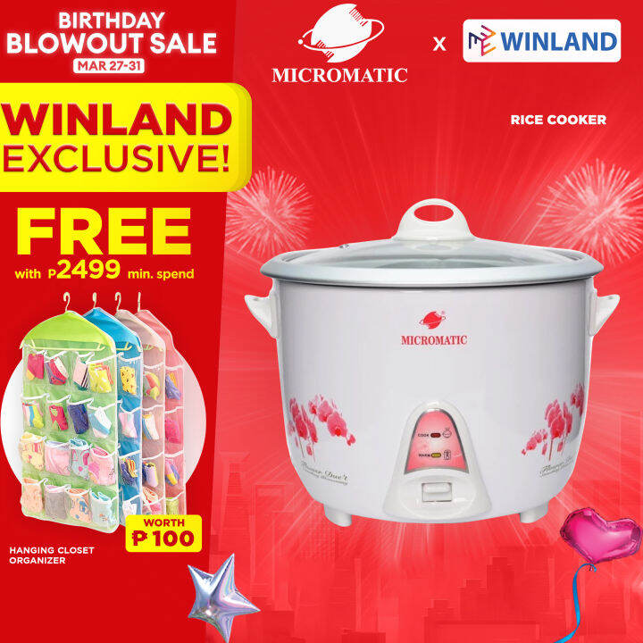 MICROMATIC by Winland Rice Cooker 1.8L 10 Cups of Rice with Glass lid ...