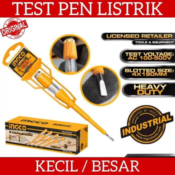 INGCO Test Pencil Testpen Listrik 220V 500VAC Obeng Test Pen Saku ...