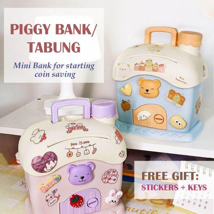 Kids Piggy Bank House Design Coin Bank Sticker Toy Intellectual Money ...