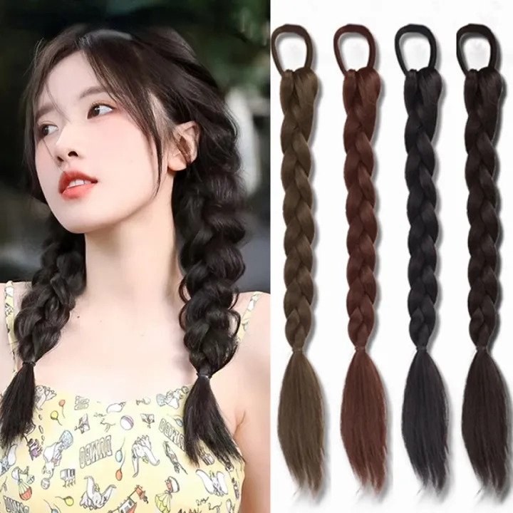 Synthetic Boxing Braid Pearl Braid Summer HairPieces Rubber Band Women ...