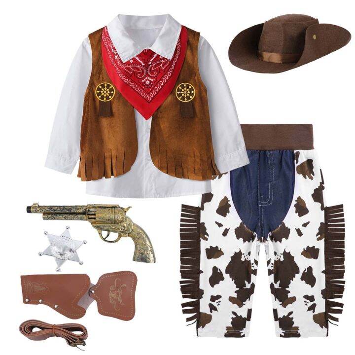 Kid Boys Halloween Cowboy Costume Children Western Cowboy Costumes ...