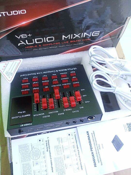 Alat Karaoke Portable Sound Card V8 Plus Taffstudio Bluethooth Audio ...