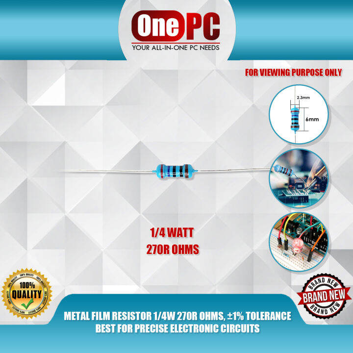 METAL FILM RESISTOR 1/4W 270R OHMS, ±1% TOLERANCE, BEST FOR PRECISE ...