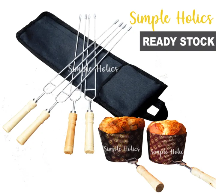 Panettone Double Hanging Skewers / Stainless Steel U-Shaped BBQ Forks / Panettone Pin / Barbeque ...