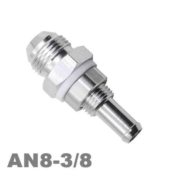 8AN Straight Hose Barb Double Fuel Pump Tank Fitting Bulkhead Adapter Fitting Hose Thread Fuel ...