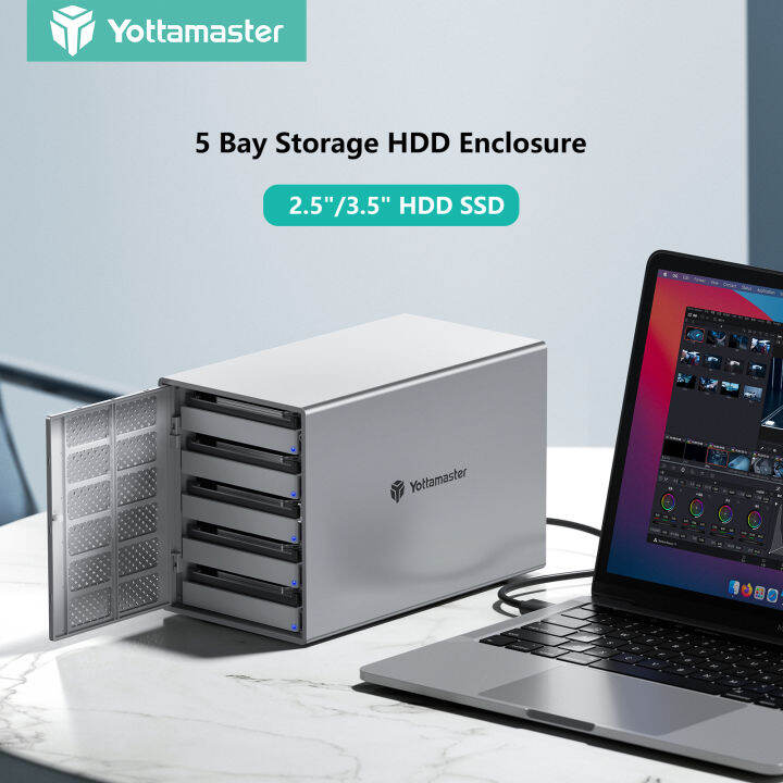 Yottamaster 5 Bay RAID USB3.1 Gen1 Type C HDD Enclosure for 2.5 & 3.5 ...