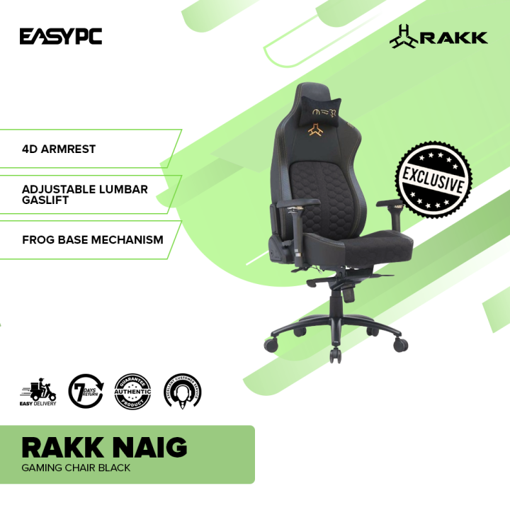 EasyPC | RAKK NAIG Gaming Chair Black Ergonomic Gaming Chair For Office ...