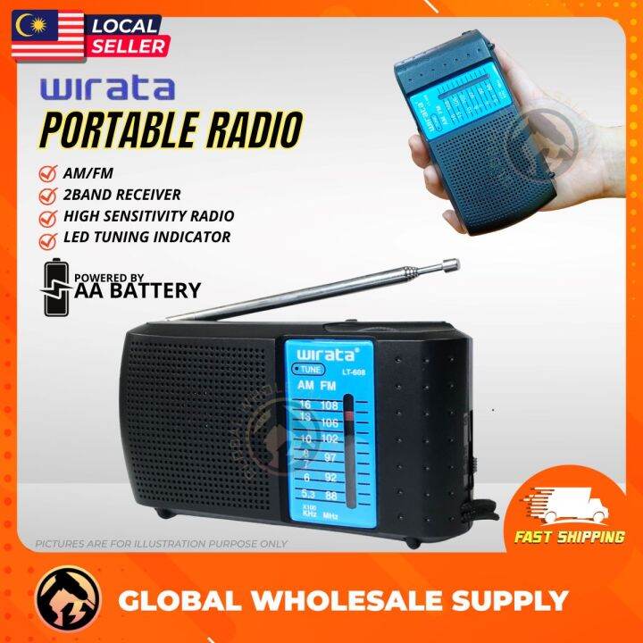 WIRATA Portable Radio Mini FM AM Loud Speaker Small Radio Kecil Murah ...