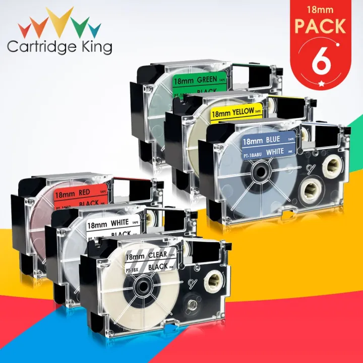 6PK XR-18X XR-18WE Labels For CASIO 18mm XR 18X XR 18WE Tape Label ...