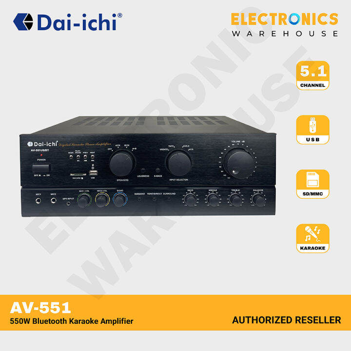 Dai-ichi AV-551 US/BT 550W Bluetooth Karaoke Amplifier | Lazada PH