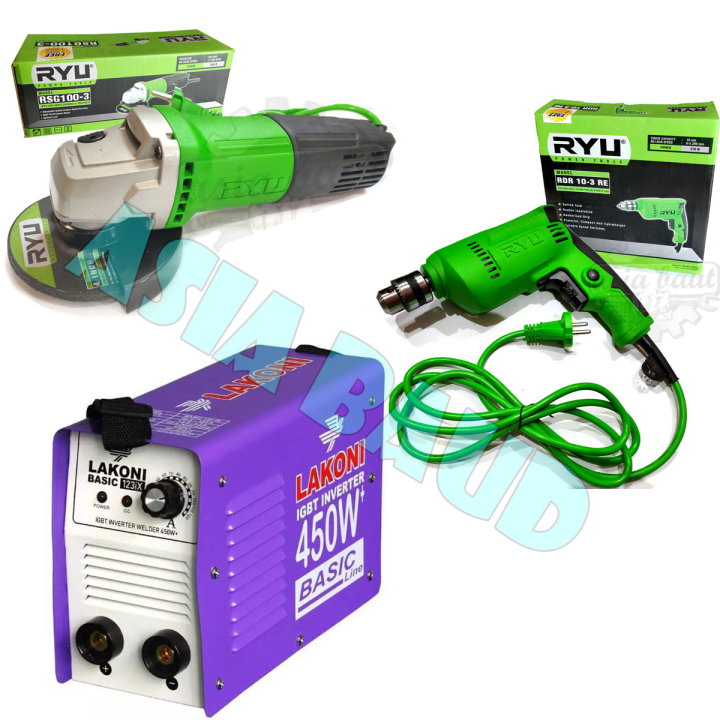 Paket Hemat Mesin Las LAKONI 450watt + Bor 10mm + Gerinda 4inch ASIA ...